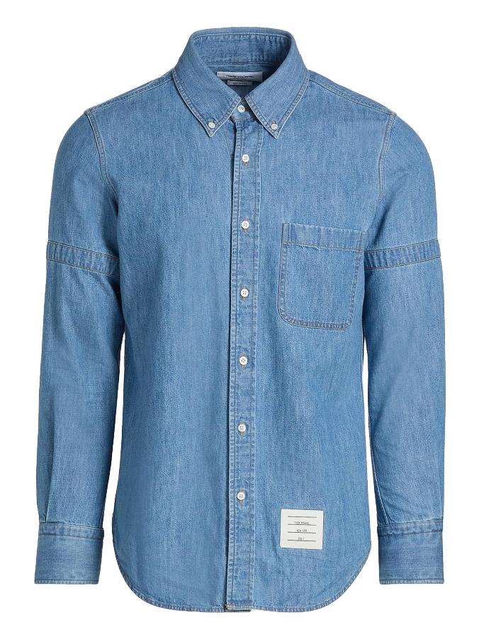 THOM BROWNE button-down cotton denim shirt